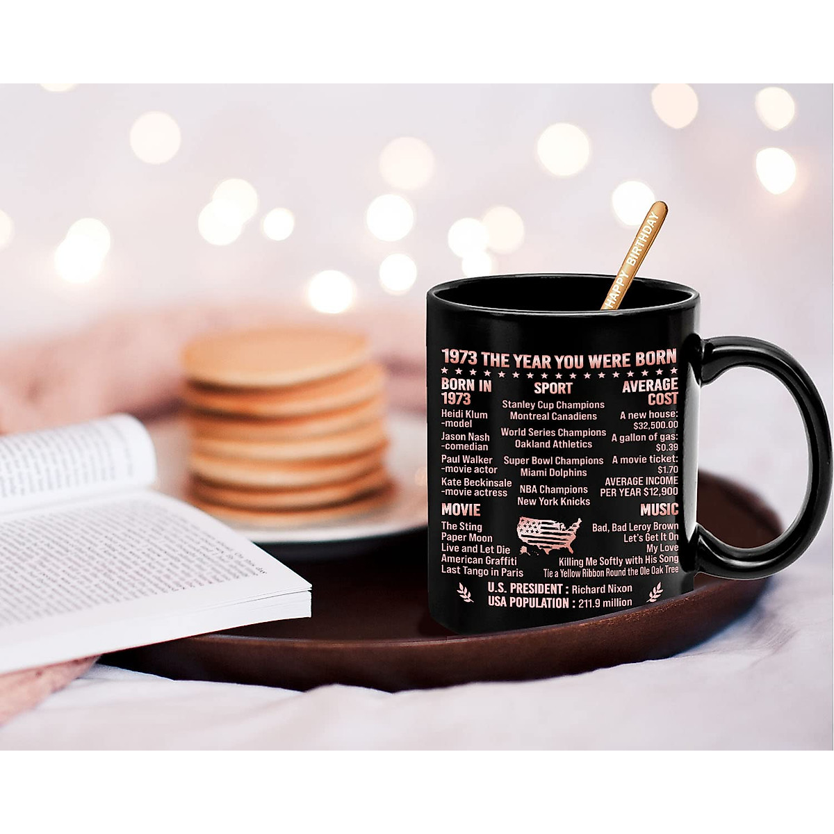 BdayPtion 50th Birthday Gifts for Women, Turning 50 Year Old Birthday Gift, 1973 Happy 50th Bday Gift for Her, Fifty Birthday Present, 11oz Black Coffee Mug