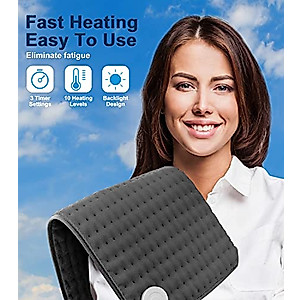 Heating Pads 12X24 INCH OCSOSO Heating Pad with Automatic Shut-Off 10 Temperature Levels, Fast Heating Technology Electric Heat Pad, Safe Heated Pads Electric for Back, Neck, Shoulder Pain Relief