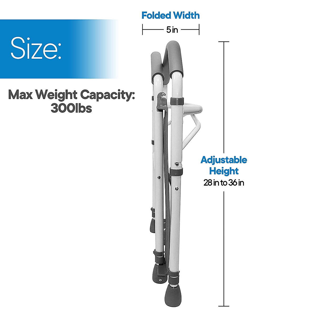 RMS Toilet Safety Frame & Rail - Folding & Portable Bathroom Toilet Safety Rails - Handrail Toilet Bars with Adjustable Height (White)