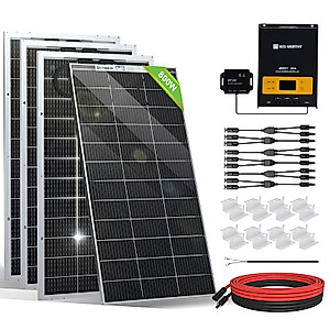 ECO-WORTHY 800 Watts Solar Panel Off Grid RV Boat Kit: 4pcs Bifacial 195W Solar Panels + 12V 60A MPPT Charger Controller+ Bluetooth Module 5.0 + 16Ft Solar Cable + Z Mounting Brackets
