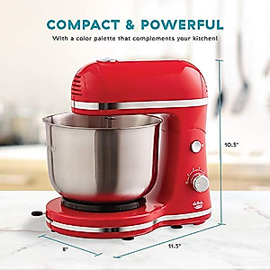Delish by DASH Compact Stand Mixer, 3.5 Quart with Beaters & Dough Hooks Included - Red