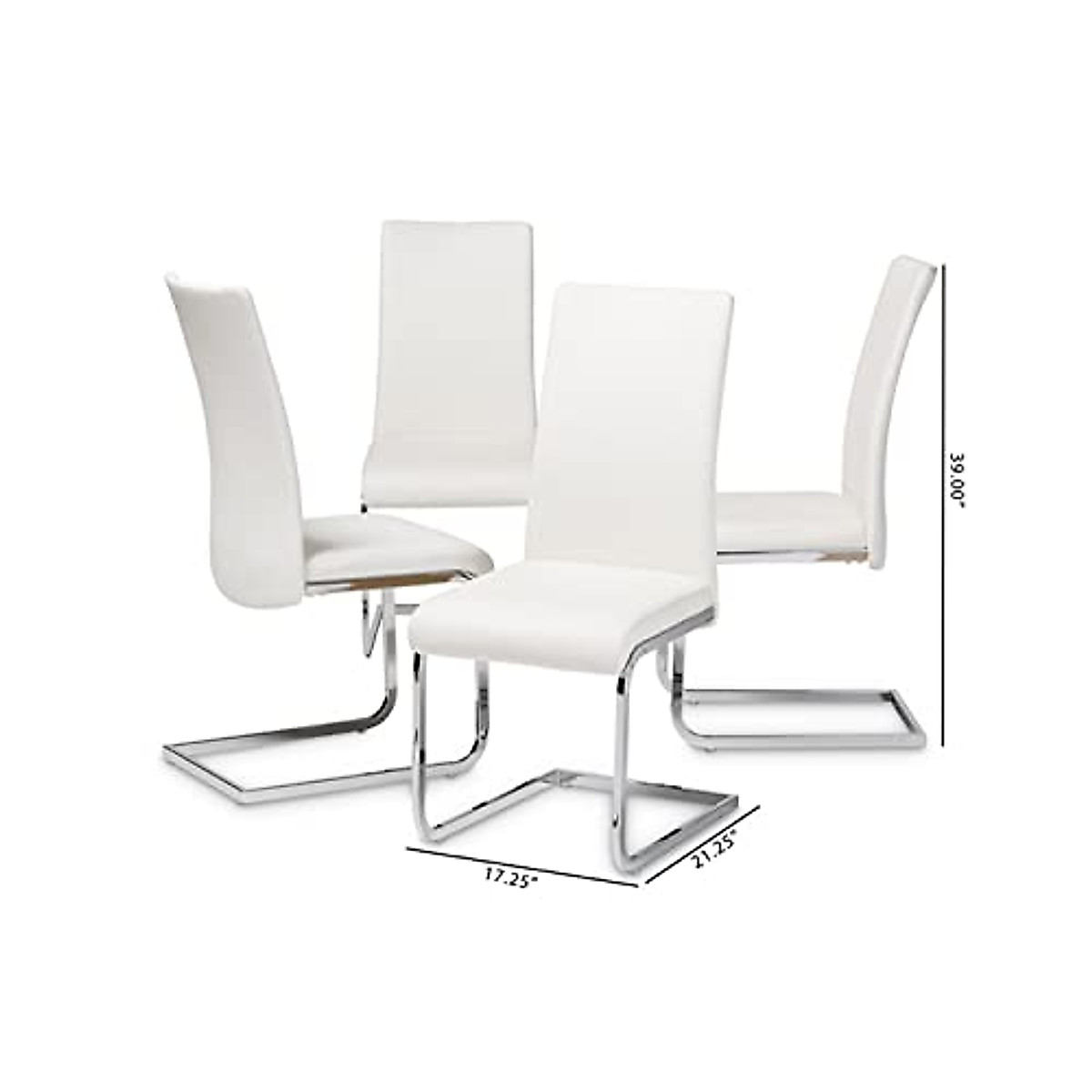 Baxton Studio Cyprien Modern and Contemporary White Faux Leather Upholstered Dining Chair (Set of 4)