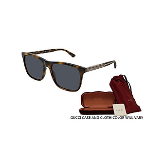 Gucci GG0381S 009 57M Havana/Blue Square Sunglasses For Men For Women+ BUNDLE With Designer iWear Eyewear Kit