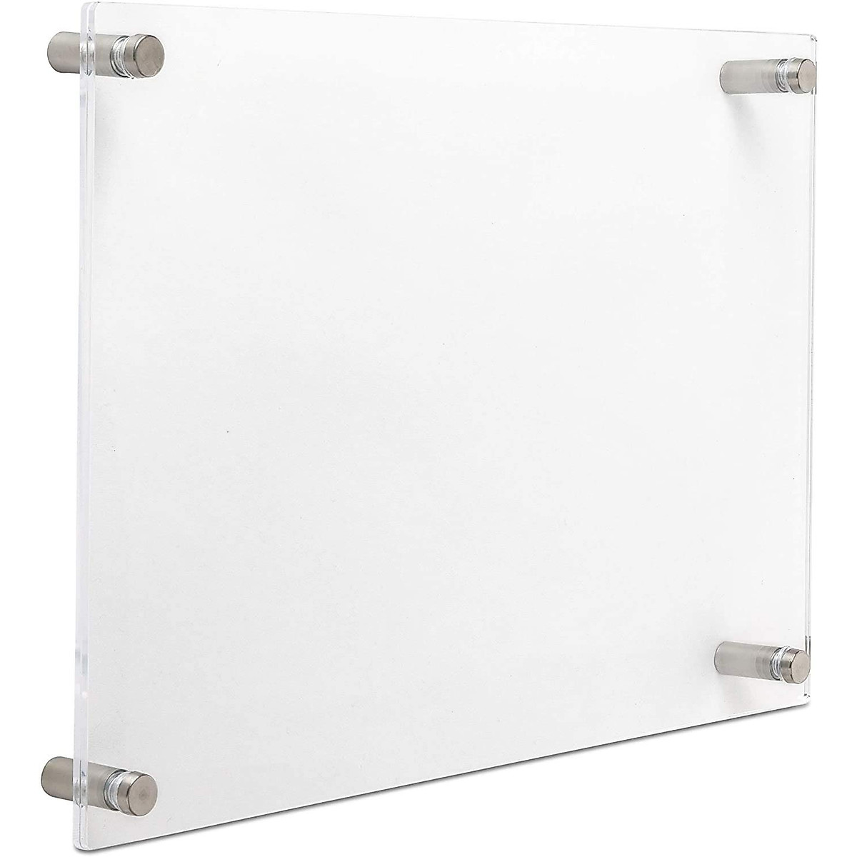 DistinctAndUnique 16" x 20" Clear Acrylic Wall Mount Floating Frameless Picture Frame Double Panel Plexiglass Display with Metal Standoff for Photos Artwork Posters Paintings (Full Frame is 19"x23")