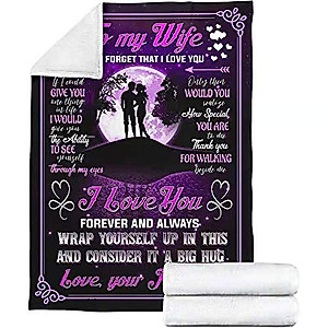 Aizhuang Personalized to My Wife Blanket from Husband, Cozy Super Soft Plush Fleece Throw Blanket with Quotes, for Birthday, Anniversary and Valentine's Day (60x80 inches)