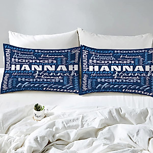Amazing Personalized Name Bedding Set, Customized Name Bedding Full Twin Queen King, Custom Your Name Comforter Set 3 Pcs Bed Set With Name on It, Custom Name Bedroom Decor for Boys, Girls (Blue)
