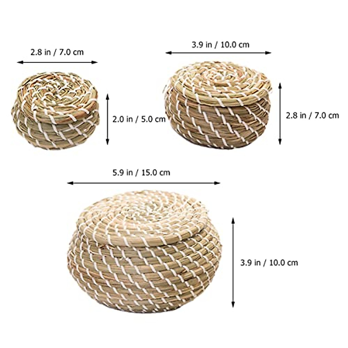 Cabilock Wicker Basket with Lid Mini Straw Hand Large Woven Basket Rattan Storage Basket Box Woven Storage Baskets Small Wicker Baskets