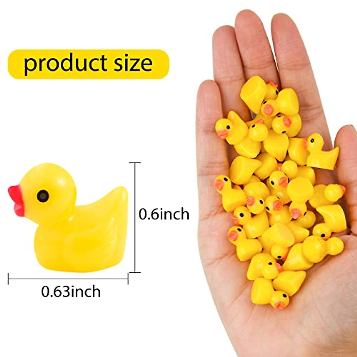 KUUQA 70 Pieces Tiny Ducks Mini Resin Ducks Miniature Duck Figures Ornament for Craft, Dollhouse, Slime, Home Decorations（Yellow）