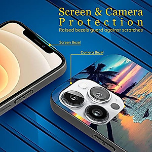 RAOIOLS Compatible with iPhone 13 Pro Max Case Cover,Sunset Beach Palm Trees,Protective Shockproof Full Body Soft TPU Bumper and PC Protective Slim Case for iPhone 13 Pro Max - 6.7inch