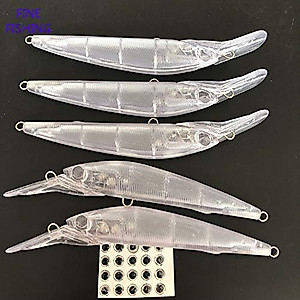5 pcs Unpainted Crankbait Fishing Lure Body 7 3/10 Inch 1 3/10OZ Blank Lures 8011