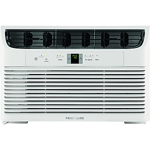 Frigidaire 8,000 BTU Window Air Conditioner & Dehumidifier, 115V, Cools up to 350 Sq. Ft. for Apartment, Dorm Room & Small/Medium Rooms, with Remote Control, Programmable Timer, and Sleep Mode, White