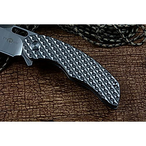 TwoSun Knife M390 Fold Satin Blade Flipper Gift Titanium Handle TS177