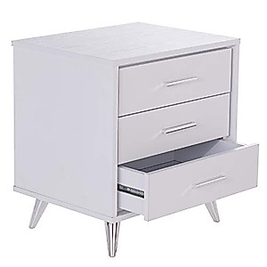 Southern Enterprises Oren Bedside Table w/Drawers Nightstand, White
