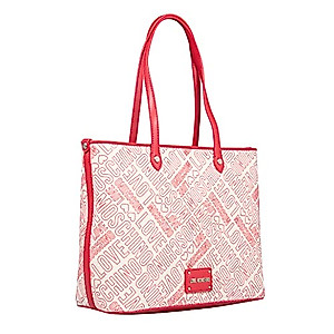 Love Moschino Cream Red Signature embossed construction for womens