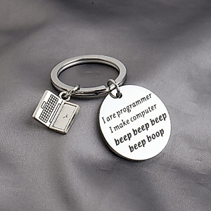 POTIY Computer Programmer Programming Keychain I Are Programmer I Make Computer Beep Boop Programmer Key Ring (programmer)
