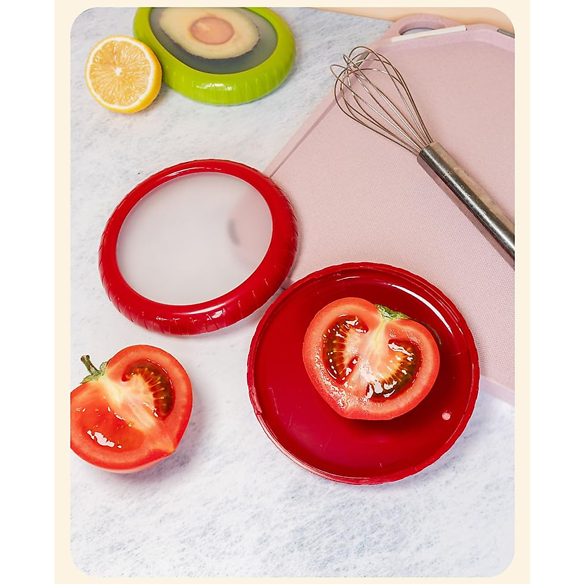 4pcs Silicone Fruit Storage Box, Upgrated Silicone Fruit And Vegetable Anti-Oxidation Storage Containers, Fresh Preservation Box for Avocado Tomato Onion Lemon, Container Set for Fridge Keep Fresh