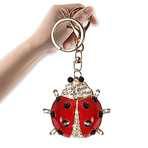 Ladybug Keychain - Key Decoration for Women,Rhinestone Crystal Gift to Friends Family,Sliver and Gold Alloy Keychain for Girls (Ladybug)