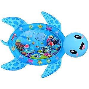 MAGIFIRE Tummy Time Water Mat for Infants 3-12 Months Old, Sea Turtle Measures 36 Inches x 46 Inches, Water Mat for Babies, BPA-Free, Tummy Time Toys