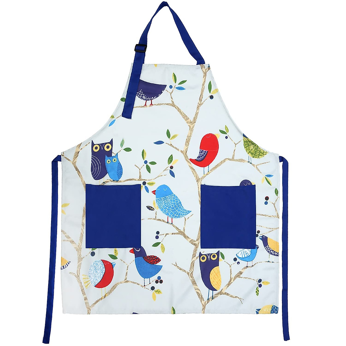 Love Potato Cute Cartoon Pattern Adjustable Kitchen Cooking Apron with 2 Pockets for Women and Men, Bird
