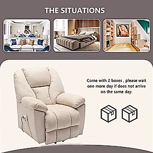 Lifeand Power Lift Adjustable Massage Function, Recliner Chair with Heating System for Living Room, Beige