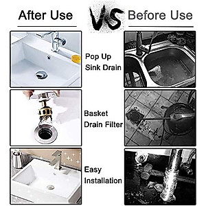 PTAbiao Basin Pop-Up Drain Filter Universal Wash Bounce Built in Anti Clogging Strainer Sink Shroom Drain Plug Strainer Cover for Kitchen Bathroom (2Pcs)