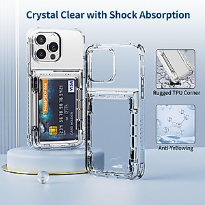 TITACUTE for iPhone 15 Pro Max 6.7 Case Wallet 4 Credit Card Holder Slot Flip Cover Design Clear Case for iPhone 15 Pro Max Back Pocket Hard Shell Armor Hybrid Protective Bumper for iPhone 15 Pro Max