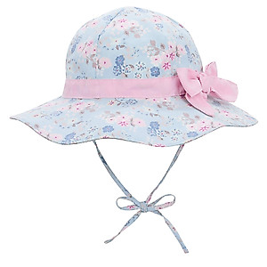 Baby Hat Bows for Girls Baby Bonnet Sun Hats for Babies UPF 50+ Baby Hats 6-12 Months Powder Blue Bow Outdoor Caps