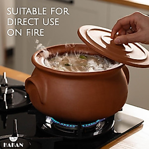 Hakan Handmade Clay Pot with Lid, Natural Unglazed Earthen Cookware, Terracotta Pot, Casserole Dish, Rice Cooking, Clay Pot, Terracotta Pan, Korean, Indian, Mexican Dish, Large, 7.6 Quarts (7.2 L)