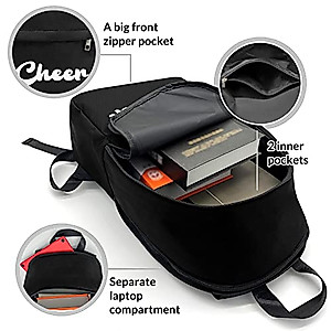 Zaaprint Cheer Cheerleaders Black Backpack Laptop Bag Shoulder Bag for Hiking Adult Birthday Holiday Gift