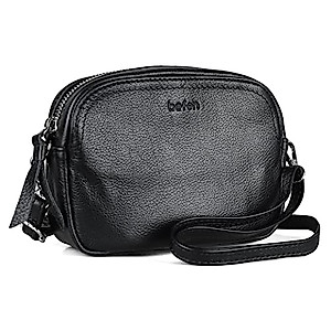 befen Small Black Crossbody Bags for Women, Cute Leather Cross Body Bag Travel Purses, Simple Mini Clutch Shoulder Wallet Pouch Handbag - Fit iPhone 8 Plus