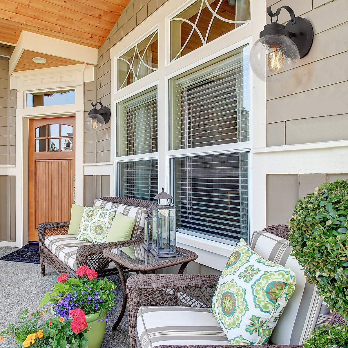 KSANA Outdoor Wall Lights Exterior, Rust-Proof Outside Lights for House Wall Mount with Bubble Glass, Spherical Outdoor Wall Sconce for Porch, Yards, Patio, Garden, Balcony, Hallway, Black Finish