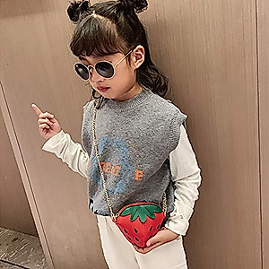 Strawberry Shape CrossBody Purse Bag,Cellphone Shoulder Bags Card Holder Wallet PU Phone Shoulder Wallet for Women Girl (Red)