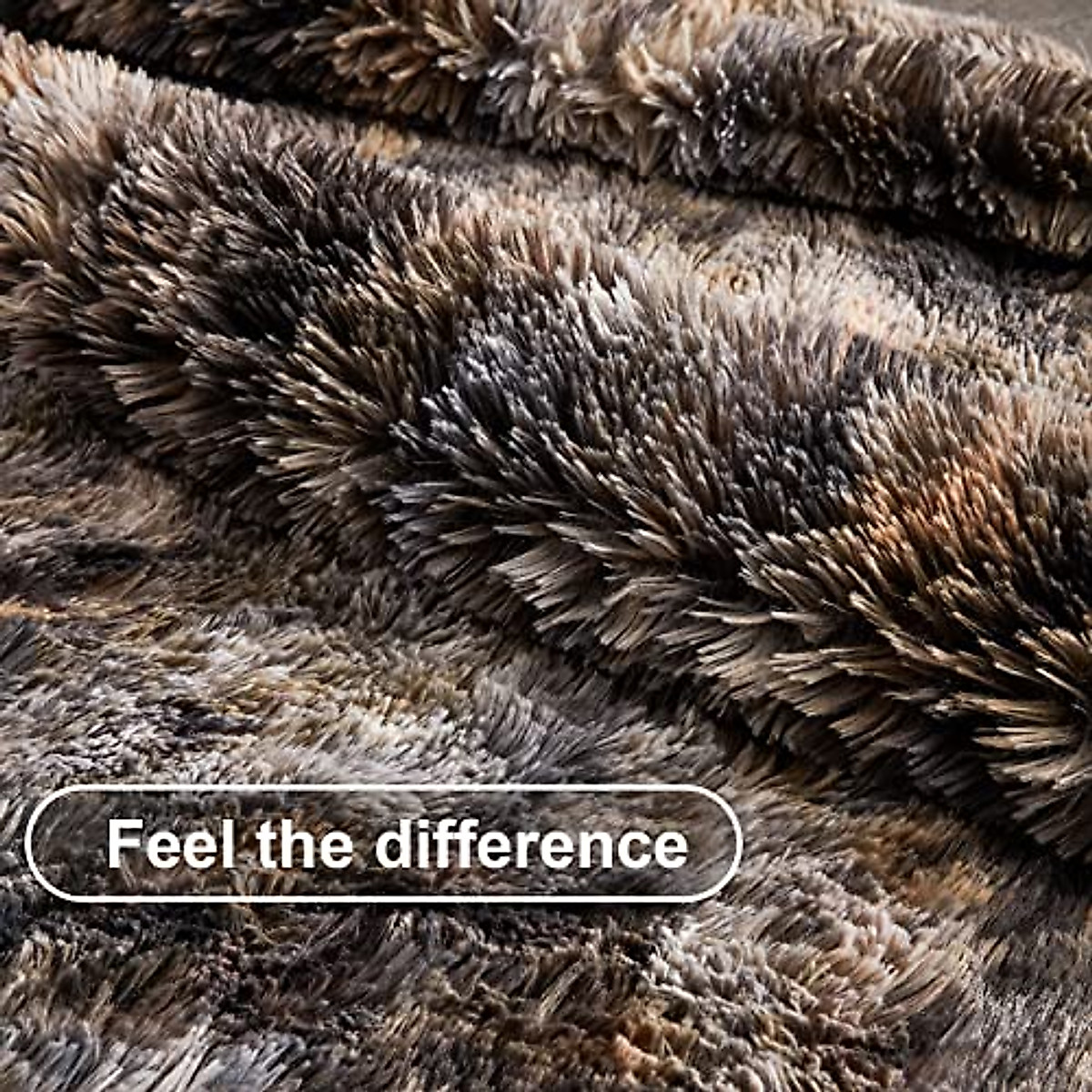 Bedfolks Faux Fur Throw Blanket - Fuzzy Plush Soft Sherpa Fleece Blanket, Fluffy Cozy Throw Blankets for Couch, Sofa, Bed, Tie Dye Black Thick Comfy Blankets and Throws, 50 x 60 inches