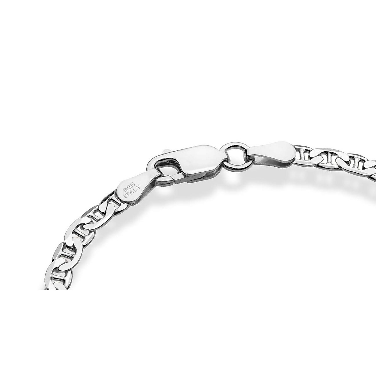 Miabella 925 Sterling Silver Italian 3mm, 4mm Solid Diamond-Cut Mariner Link Chain Anklet Ankle Bracelet for Women, Made in Italy (Width 3mm, Length 9 Inches (X-Small))