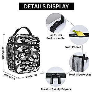 Black Camo Lunch Bags For Men Women Boys Girls Reusable Tote Lunch Bags For Office Work School Picnic Camping Thermal Insulation And Cold Preservation