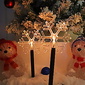 5 Pack Christmas Snowflake Pathway Lights Battery Operated with Timer 6.3 Ft Total Outdoor Waterproof Landscape Lights Christmas Decorations for Pathway Garden Walkway Yard Lawn Patio (Warm White)