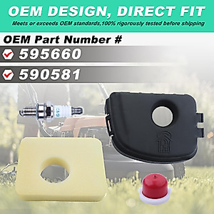 595660 Air Cleaner Cover + 799579 Air Cleaner Foam Filter + 594281 Primer Bulb for 550E-550Ex Series 594281 590581 08P502 08P602 09P602 09P702 (1 Pack)