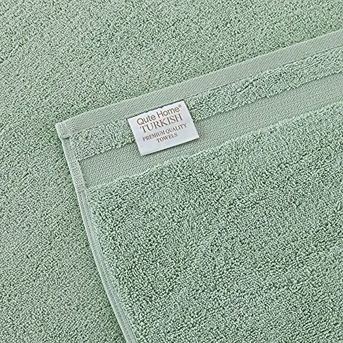 Qute Home 4-Piece Hand Towels Set, 100% Turkish Cotton Premium Quality Towels for Bathroom, Quick Dry Soft and Absorbent Turkish Towel, Set Includes 4 Hand Towels (Green)