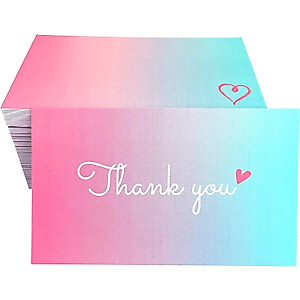 RXBC2011 500 Little Thank You Cards Gold Heart Design Bulk Thank you Notes for All Occasions 3.5 x 2 Inch Multicolor