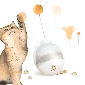 doiplent Tumbler Interactive Toy Cat Puzzle Feeder,Treat Dispensing Cat Toy, Cat Treat Dispenser Toy,Cat Enrichment Toys,Aid Pets Digestion, Great for Portion Control and Fast Eaters,White