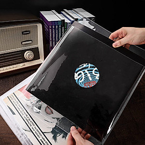 Facmogu 10PCS 12in Thicken PVC Record Protective Sleeves, Premium 180 Micron Clear PVC Outer Sleeves with Flap, Durable Record Outer Protective Sleeve for 33 RPM Album (NOT for Gatefold/Trifold Album)