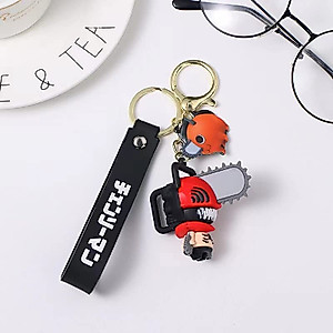 Wellcalmly Anime Chain-saw Men Pochita Keychains Chainsaw Pochita Cosplay Metal Keychains Accessory Gifts For Women Men (black)