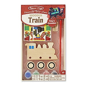 Melissa & Doug Wooden Train Decorate-Your-Own Kit + Free Scratch Art Mini-Pad Bundle [88466]