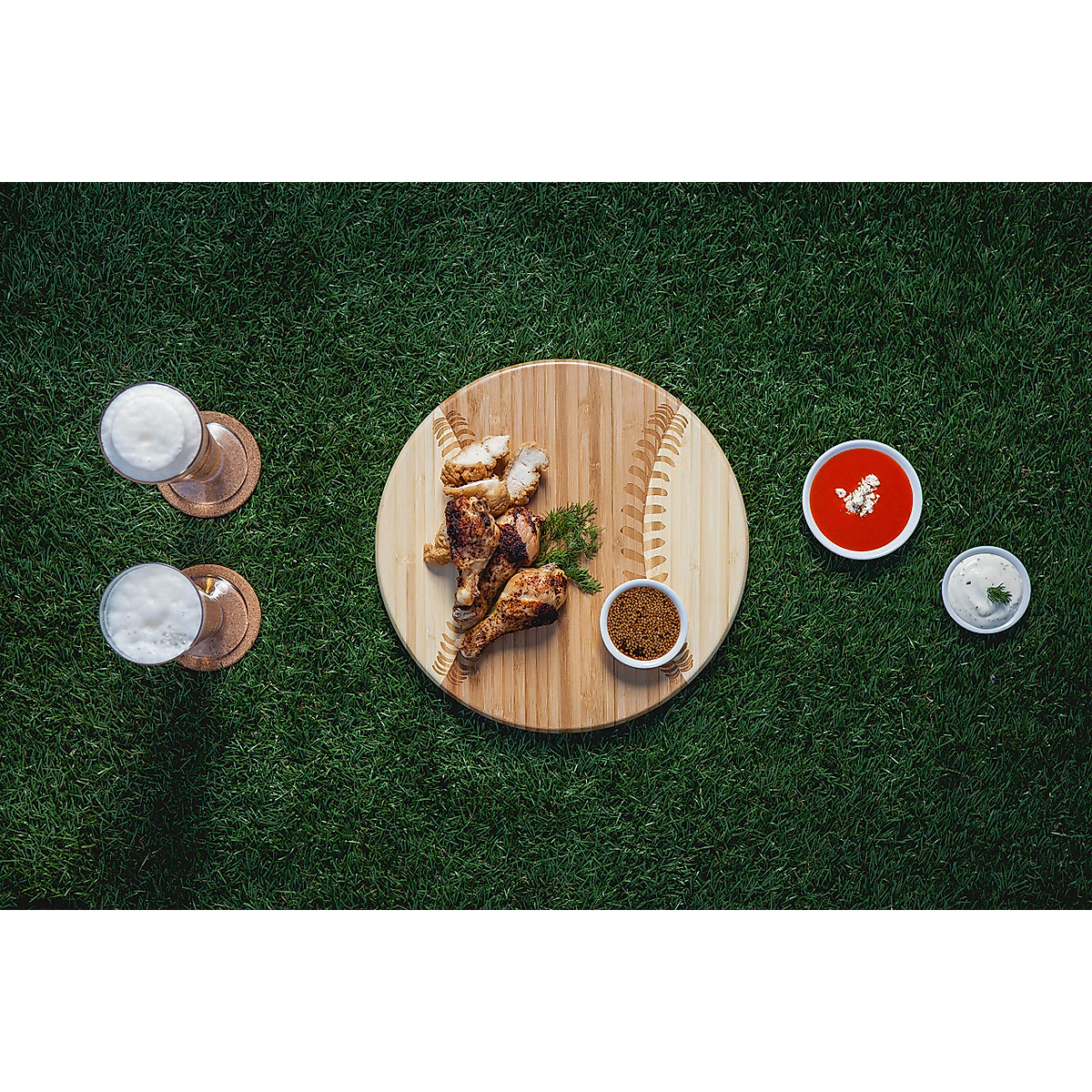 TOSCANA - a Picnic Time brand Home Run Baseball Cheese Board, Novelty Charcuterie Board, Serving Platter - Cheese Boards Charcuterie Boards, Wood Cutting Board, (Bamboo)