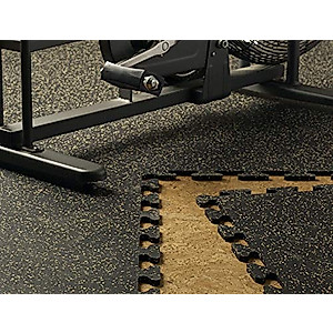 American Floor Mats Sport 8mm Heavy Duty Rubber Flooring - Interlocking Rubber Tile (23" x 23") Solid Black 11'6" x 15'4" Set (176 square feet)