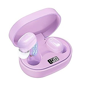 Wireless Earbuds, Bluetooth Earphones Stereo HiFi Sound Noise Cancelling with Built-in Microphone, True Wireless Headphones In-Ear Earbuds for Sports and Work, Compatible with iPhone, Android- Purple