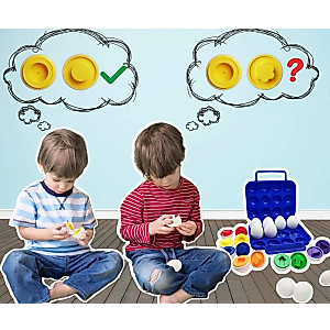 Beakabao 12pcs Color and Shape Matching Egg Set Montessori Toddler Education Classification Toys for Fine Motor Skills of The Fingers Muscles, Preschool Children Smart Puzzles Easter Gifts (Blue)