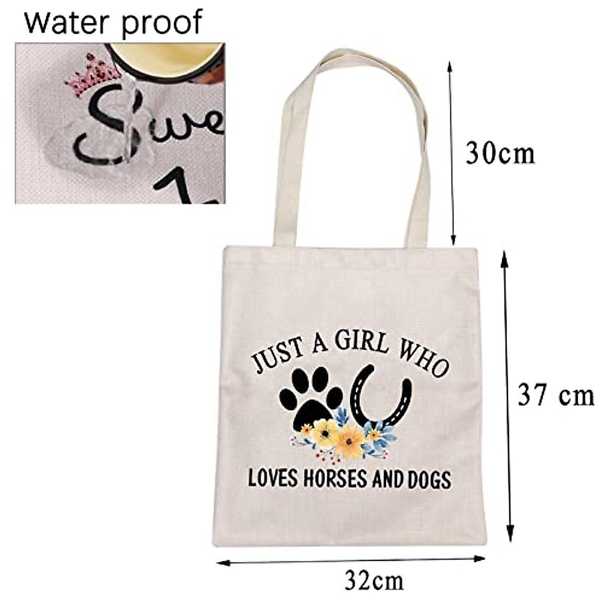 CMNIM Dog Horse Lovers Gifts Just a Girl Who Loves Horses and Dogs Tote Bag Dog and Horse Gifts For Dog Mom Owner Horse Tote Bag (Horses and Dogs Tote beige)