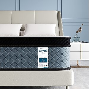 Crystli King Mattress 14 Inch, King Size Mattress in a Box Memory Foam King Mattress Hybrid Design with Pocket Springs Motion Isolation Pressure Relief Supportive King Bed Mattress