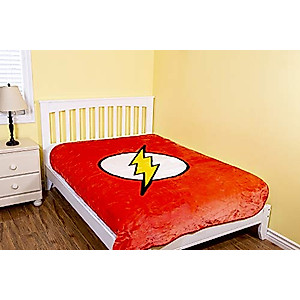 Plush Throw Blanket - The Flash Logo - Twin Bed 60"x 80" - Faux Fur Blanket for Beds, Sofa, Couch, Picnic, Camping